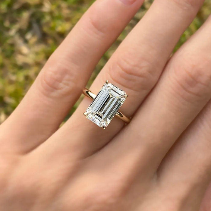 Larisa Solitaire 4ct Emerald Cut Lab Grown Diamond Engagement Ring 14k White Gold