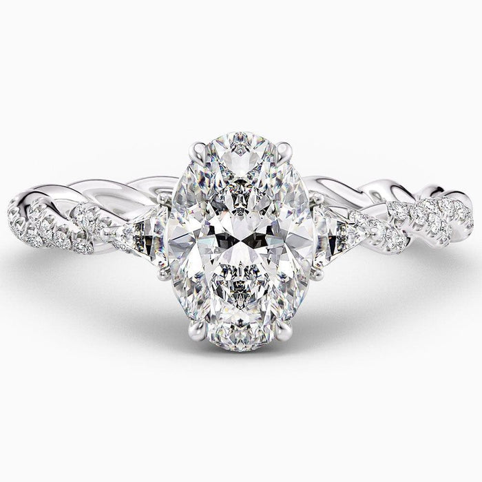 Calista Vintage 1.90ct Oval Cut Lab Grown Diamond Engagement Ring 14k ...