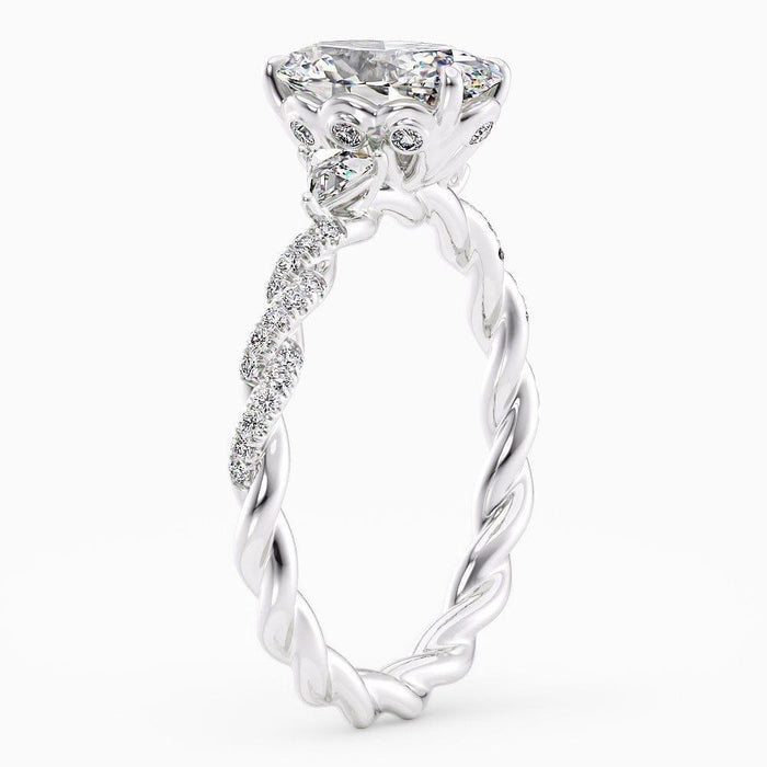 Calista Vintage 1.90ct Oval Cut Lab Grown Diamond Engagement Ring 14k ...