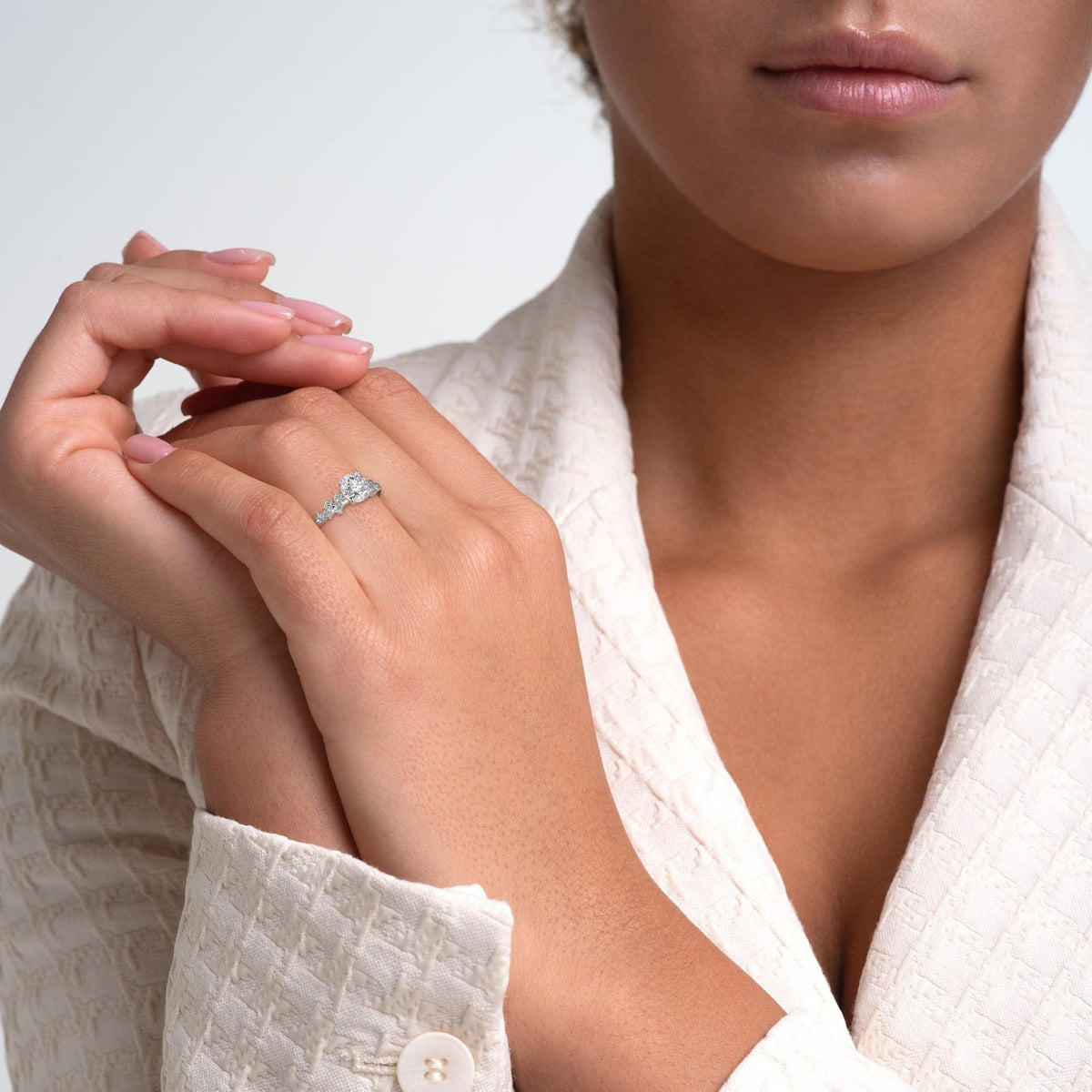 Brielle Snowdrift 1.25ct Round Cut Lab Grown Diamond Engagement Ring ...