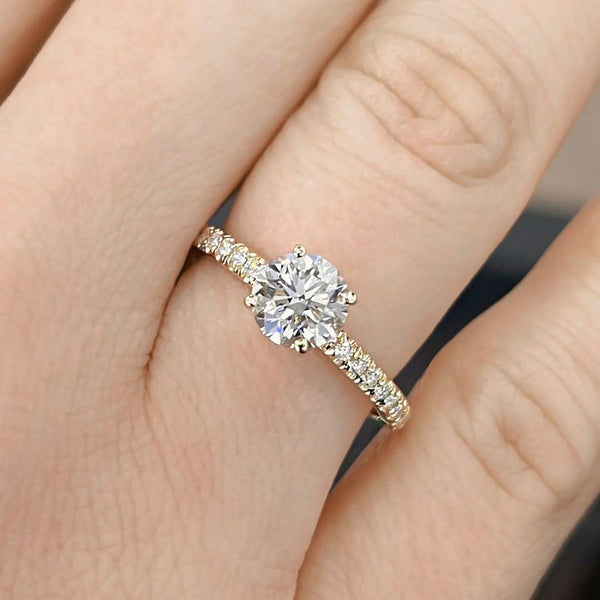 Round Cut Pave Engagement Rings