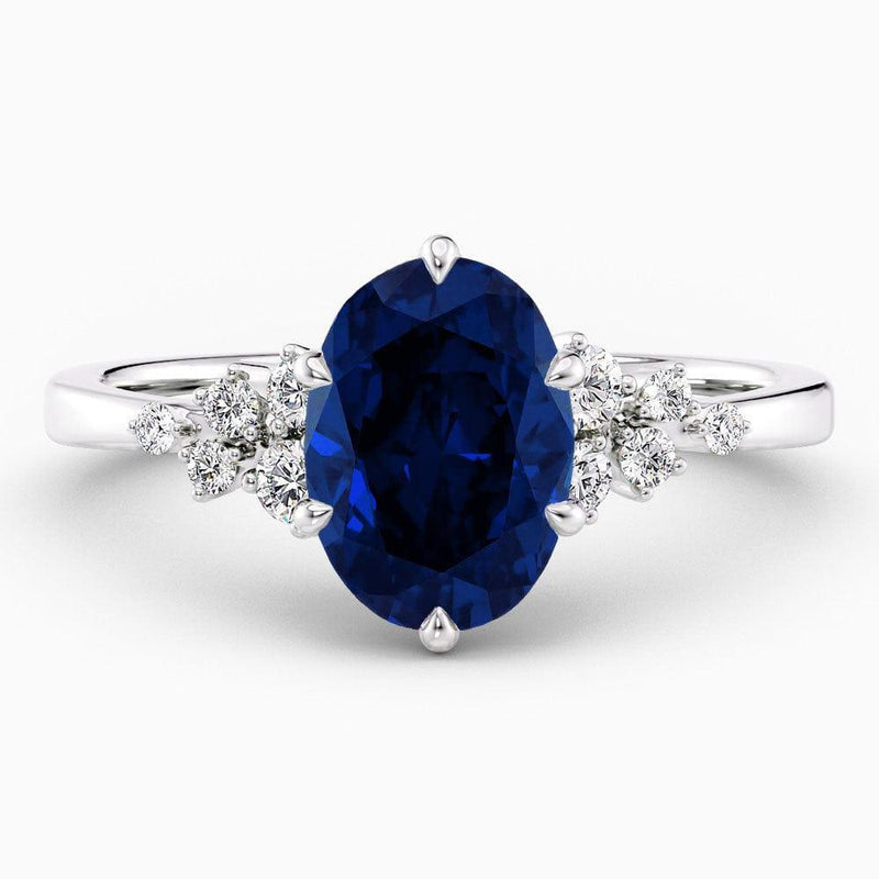 2.20ct Oval Cut Snowdrift Natural Blue Sapphire Engagement Ring 14k ...