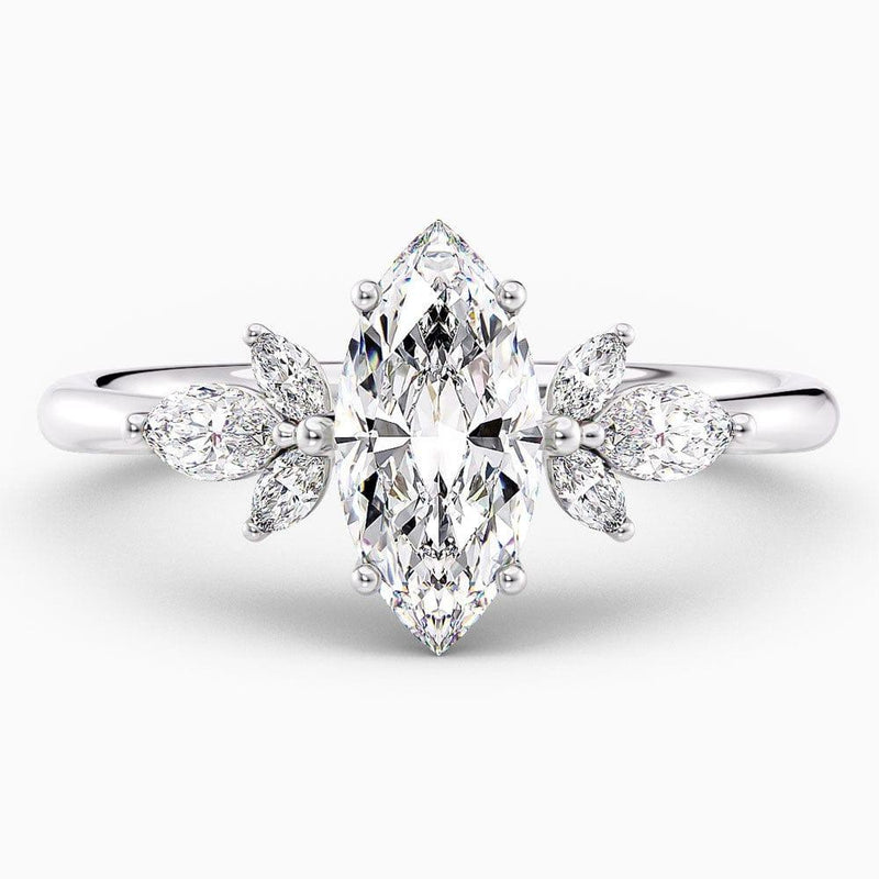 Xena Cluster 1.40ct Marquise Cut Lab Grown Diamond Engagement Ring 14k ...